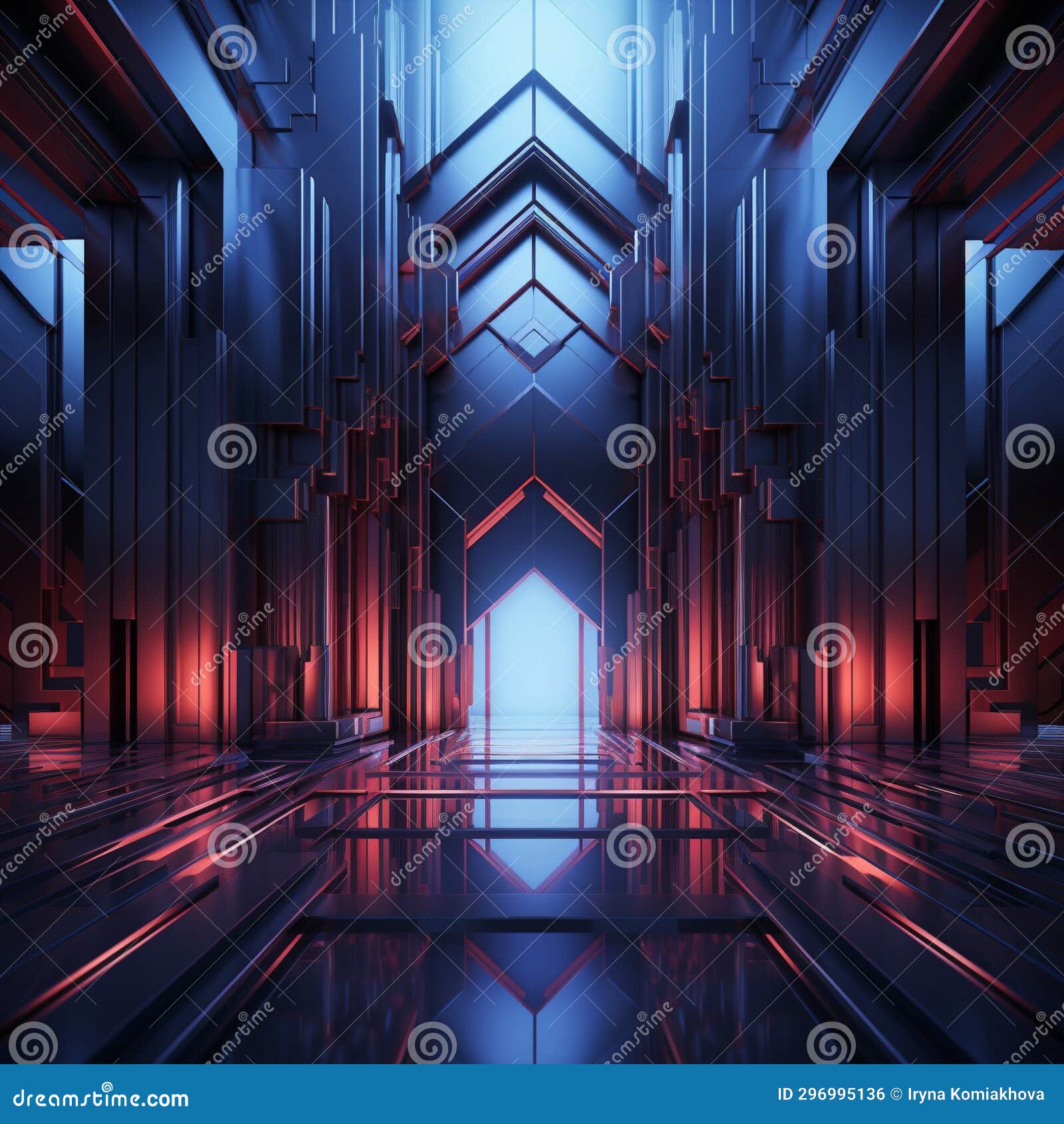 Dark Sci-fi Space Metaverse Technology Room with Beautiful Lighting ...