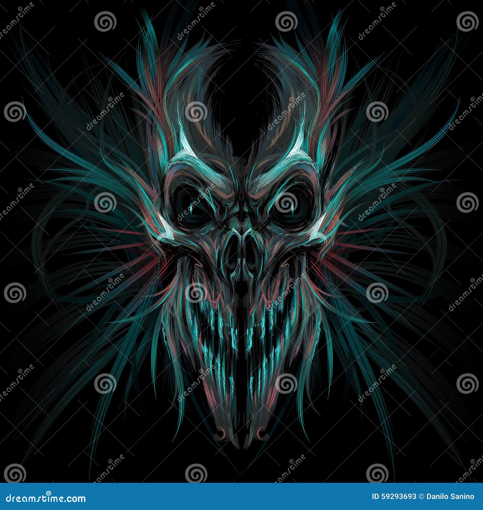 Dark screaming skull stock illustration. Illustration of dark - 59293693