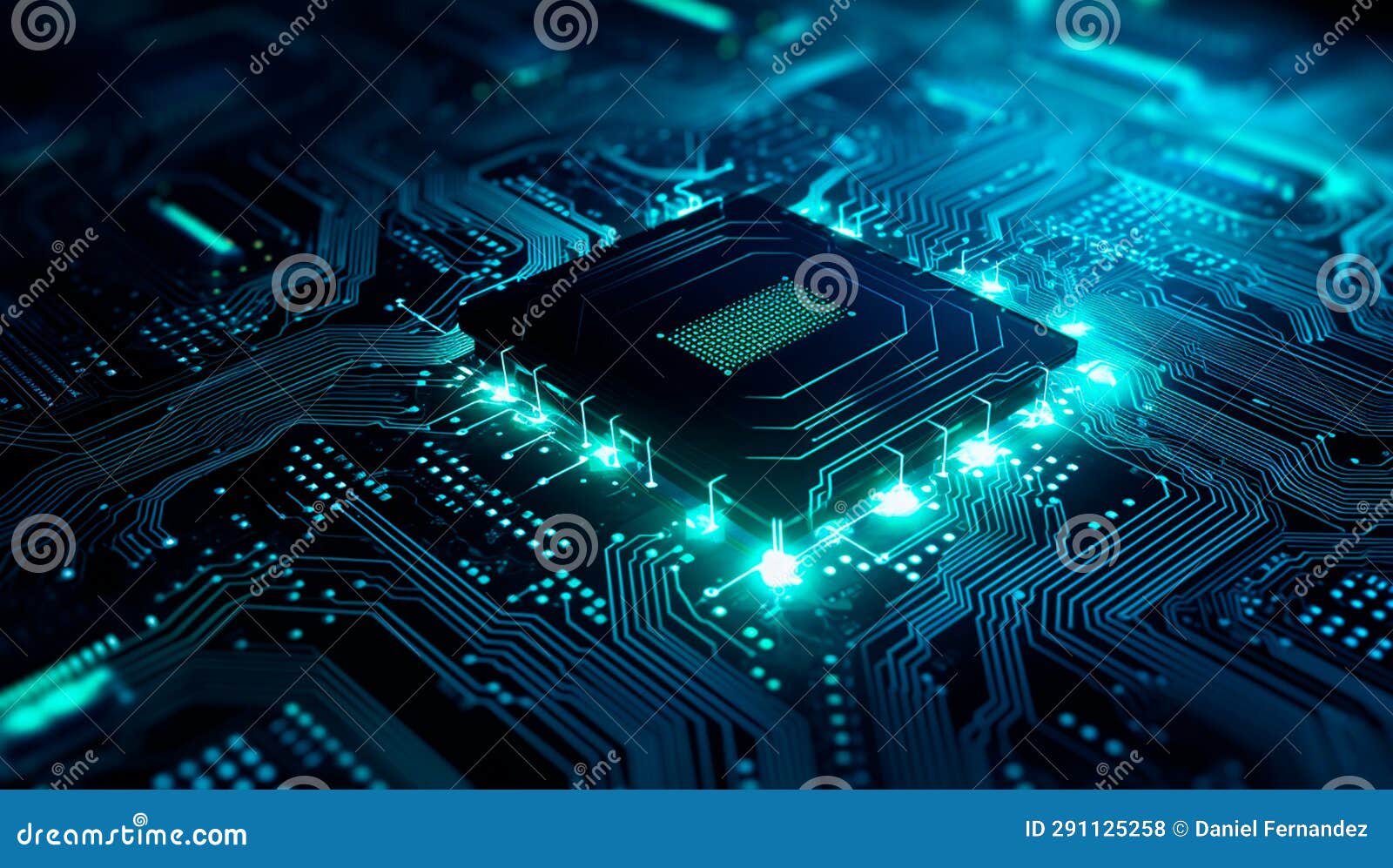 A Dark Screen Shows an Abstract of Microprocessor Stock Illustration ...