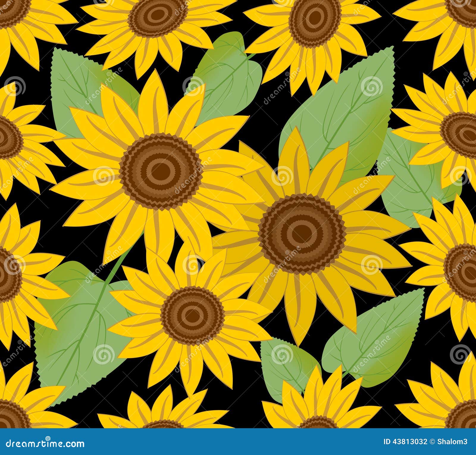 Dark Seamless Background with Sunflower Stock Vector - Illustration of ...