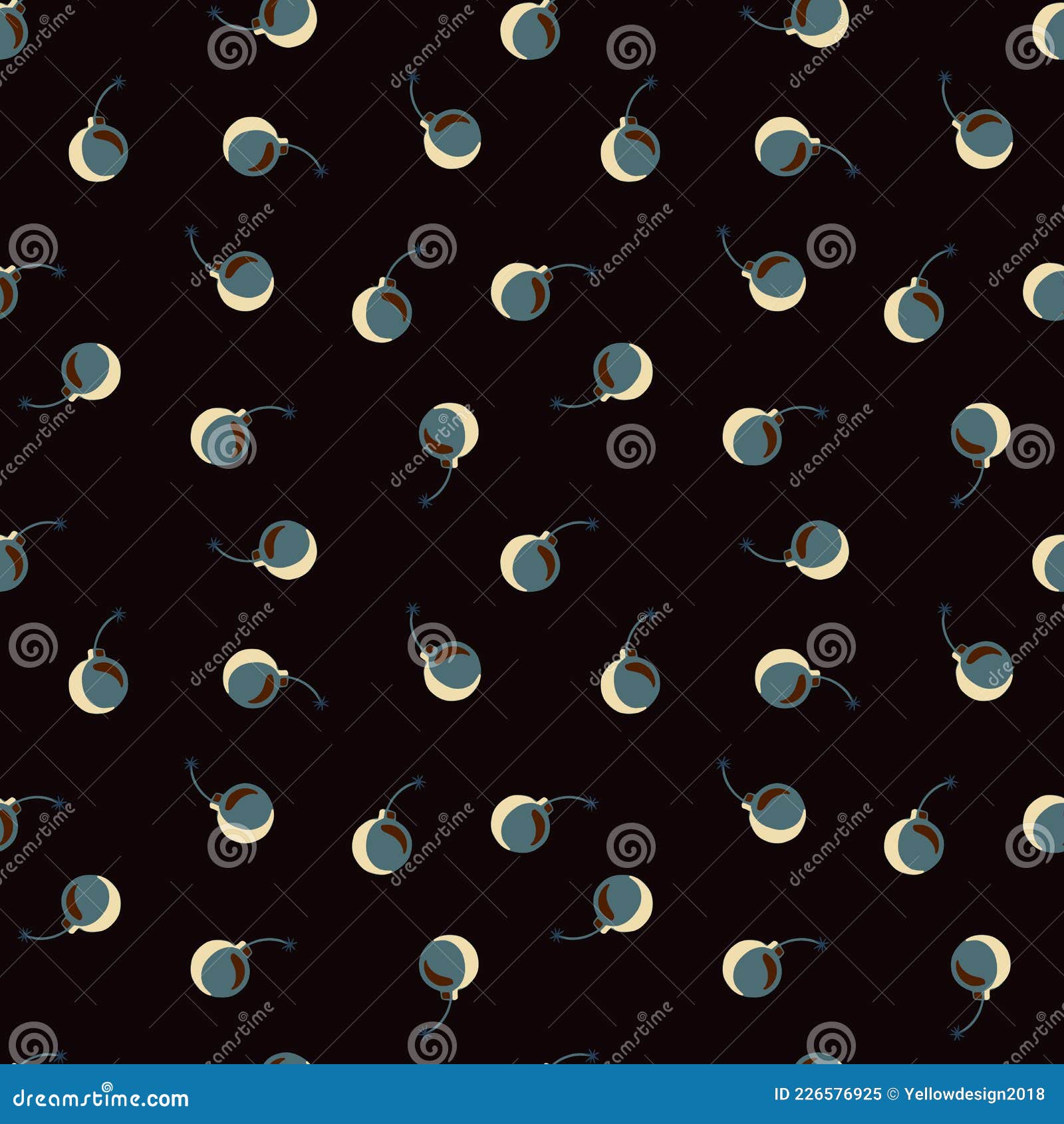 Dark Seamless Pattern with Abstract Random Little Bombs Shapes. Black ...