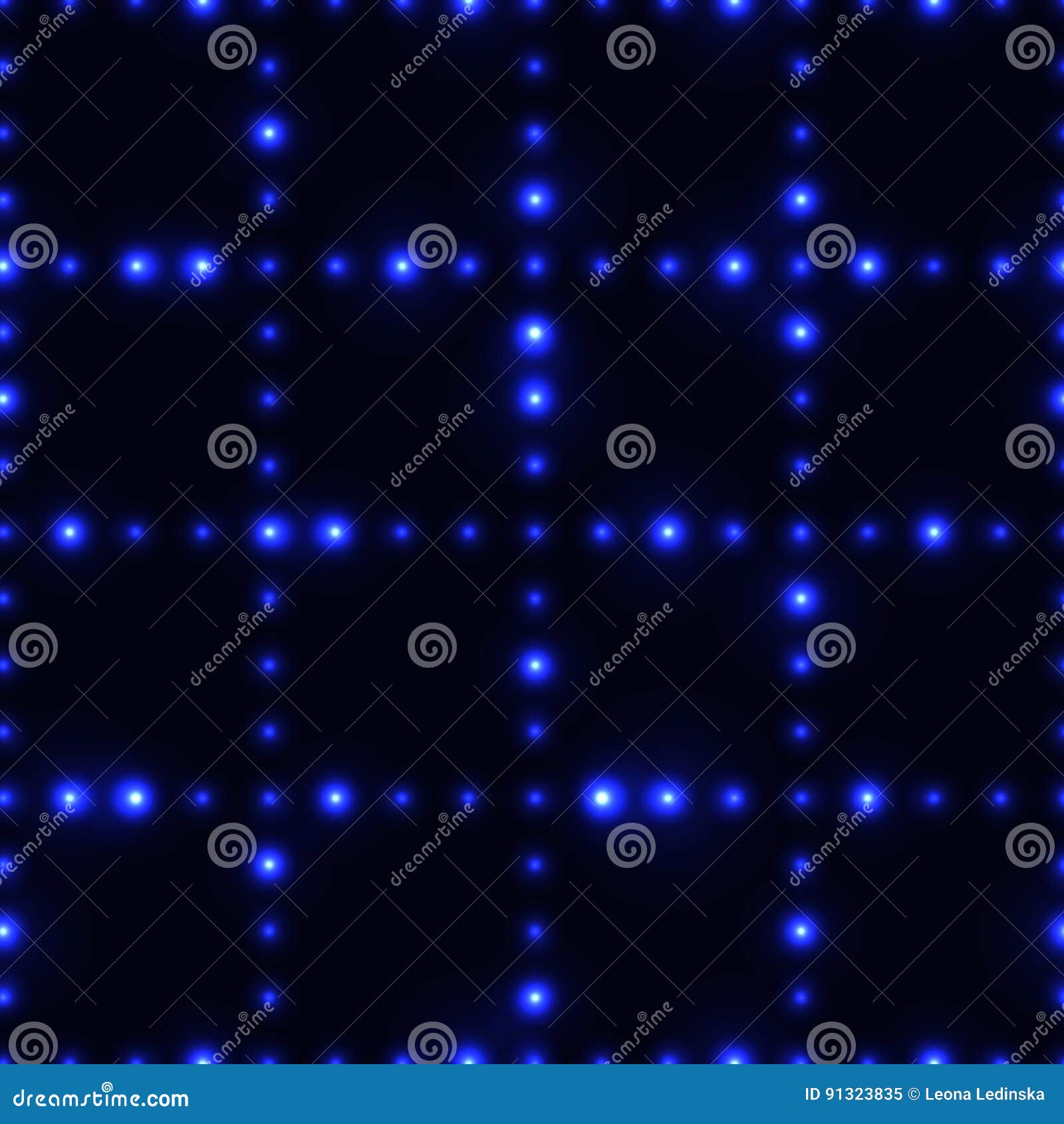 Dark Seamless Pattern with Shinning Blue Neon Dot Grid Stock Vector ...