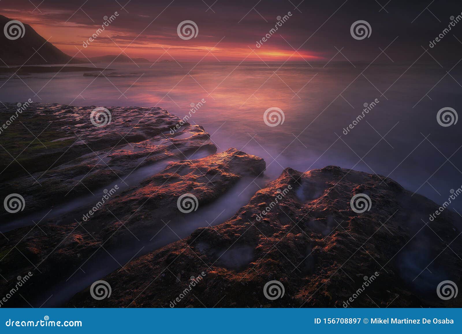 Dark Seascape in the Coast with Rocks Stock Image - Image of scene ...