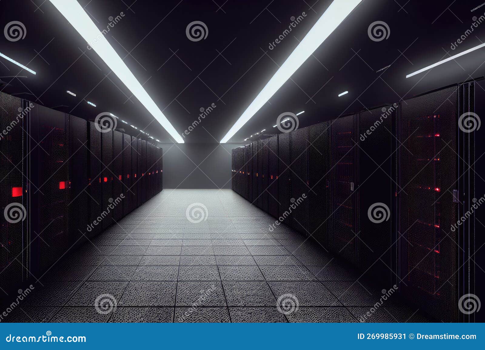 Dark Server Racks in Computer Network Security Server Room Data Center ...