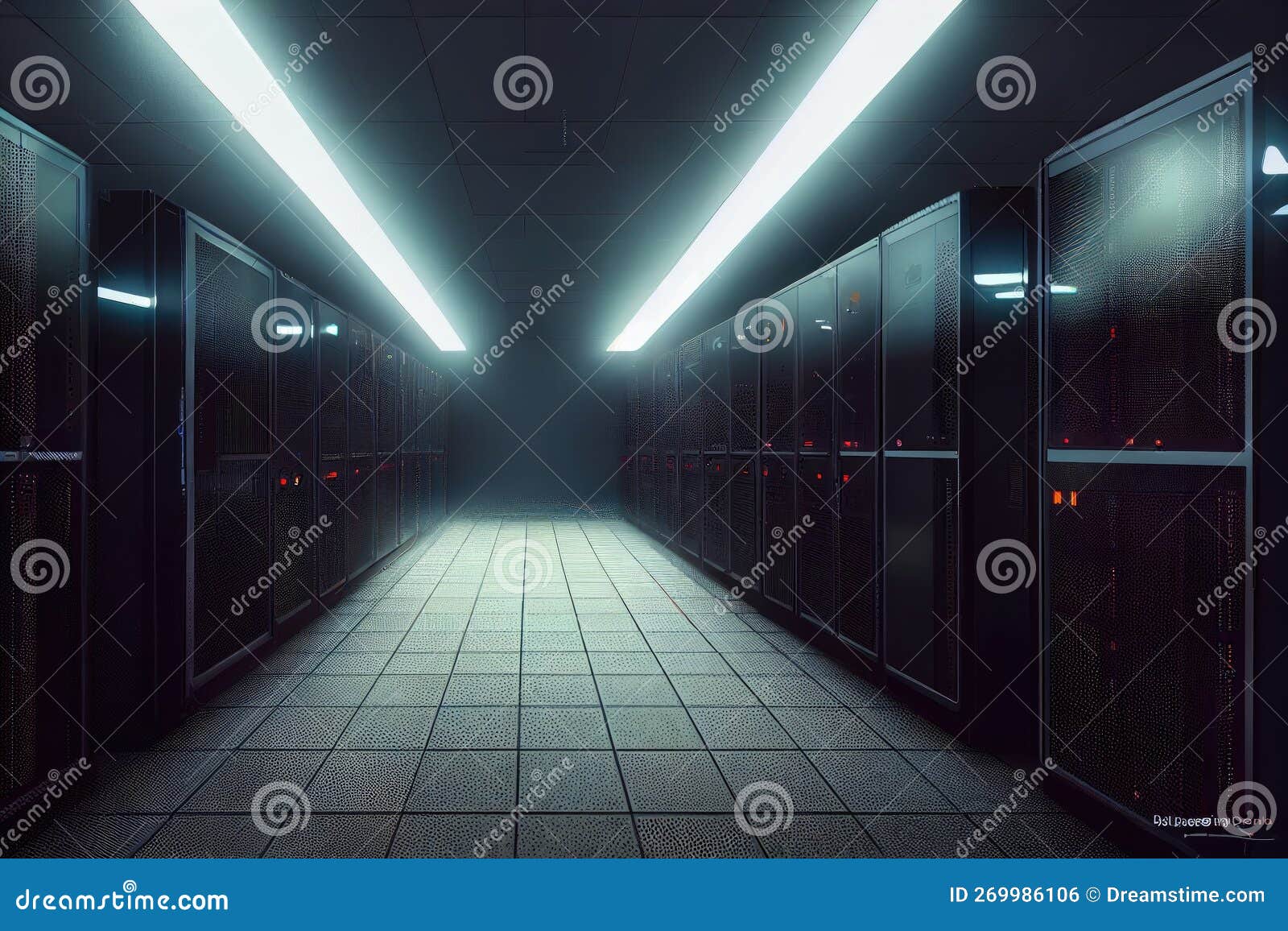 Dark Server Racks in Computer Network Security Server Room Data Center ...