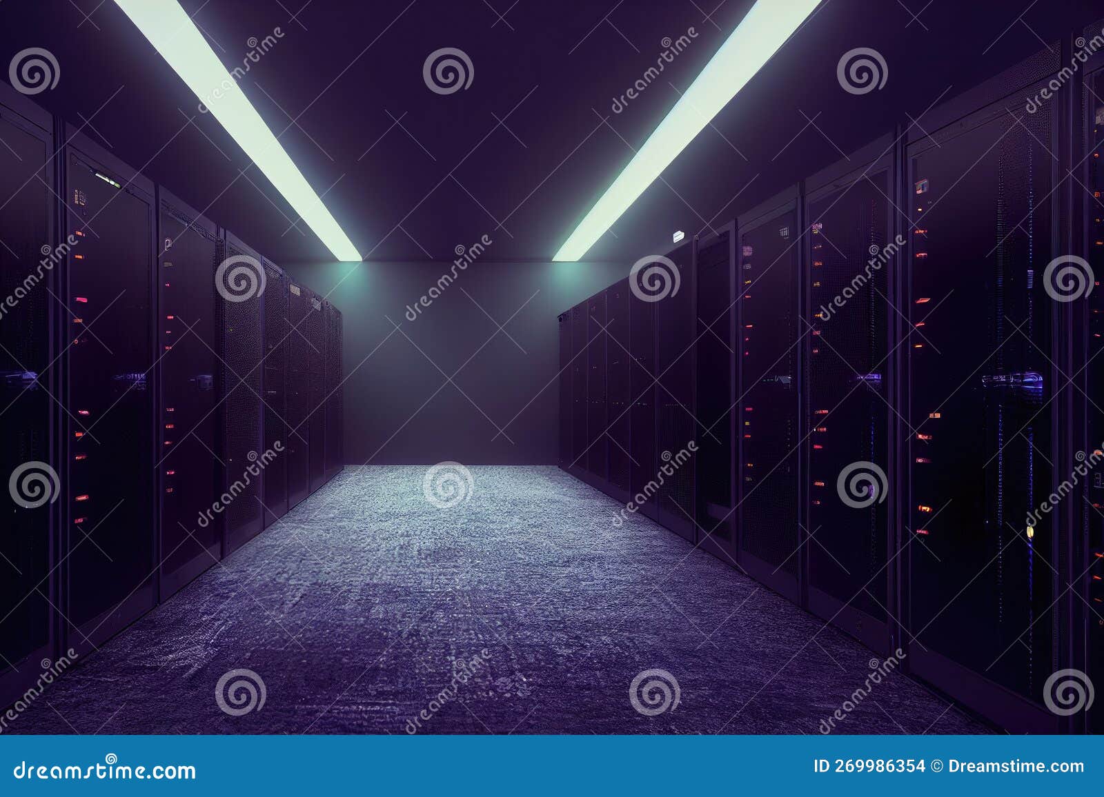 Dark Server Racks in Computer Network Security Server Room Data Center ...