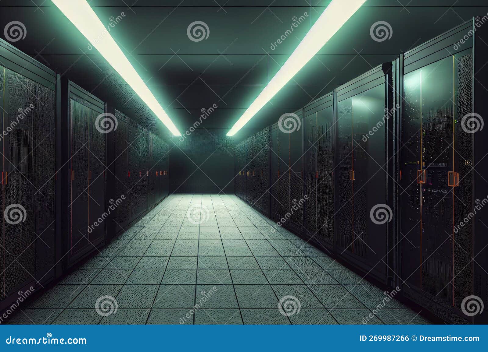 Dark Server Racks in Computer Network Security Server Room Data Center ...