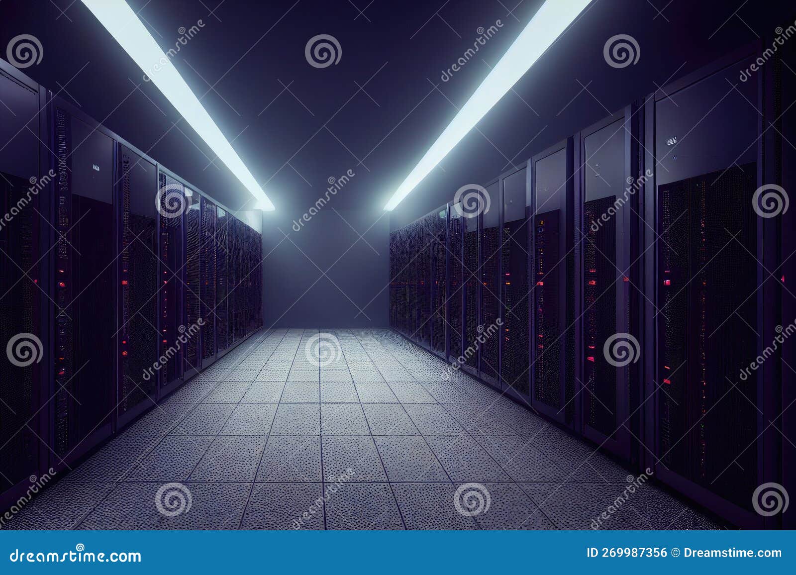 Dark Server Racks in Computer Network Security Server Room Data Center ...