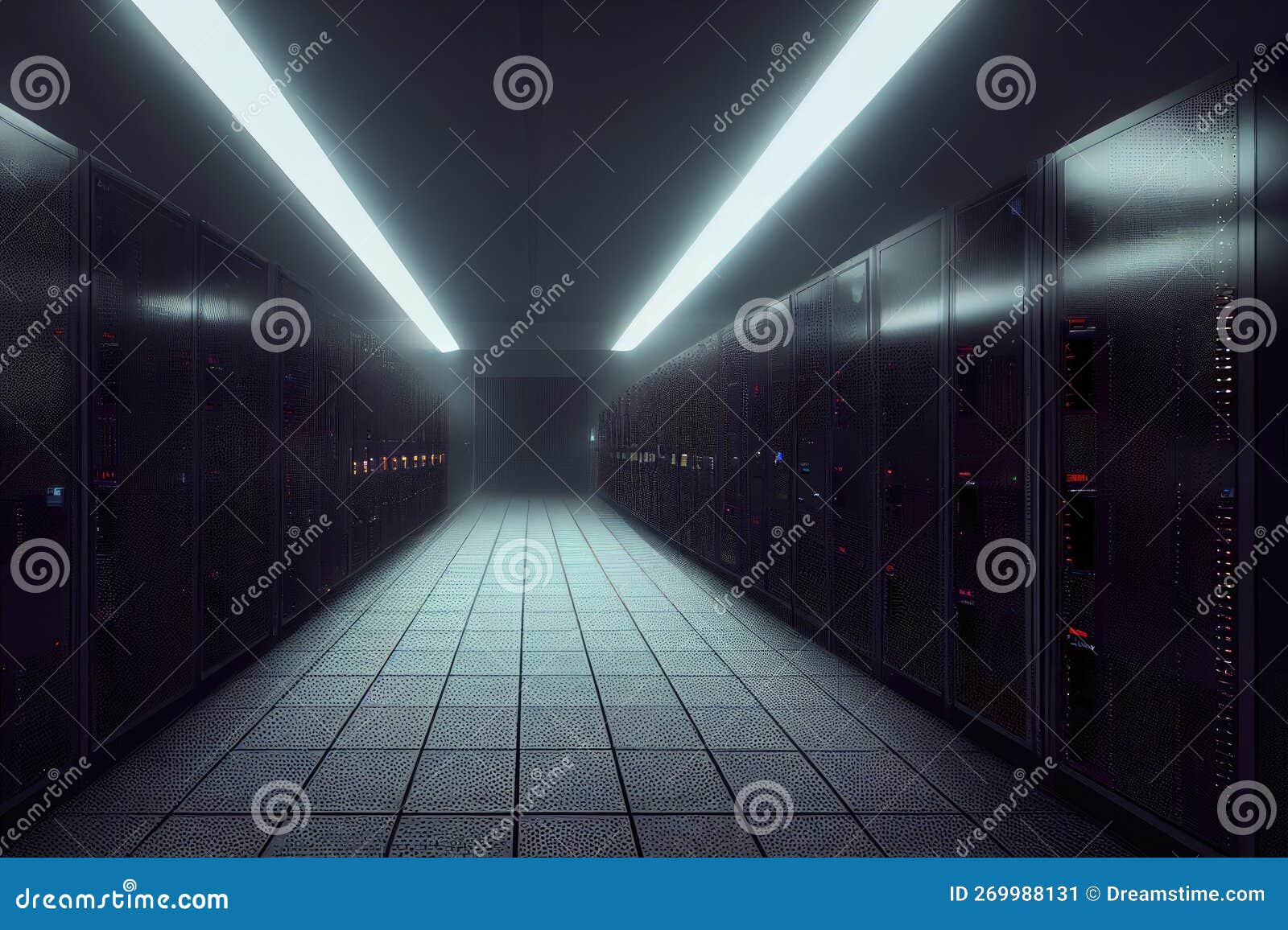 Dark Server Racks in Computer Network Security Server Room Data Center ...