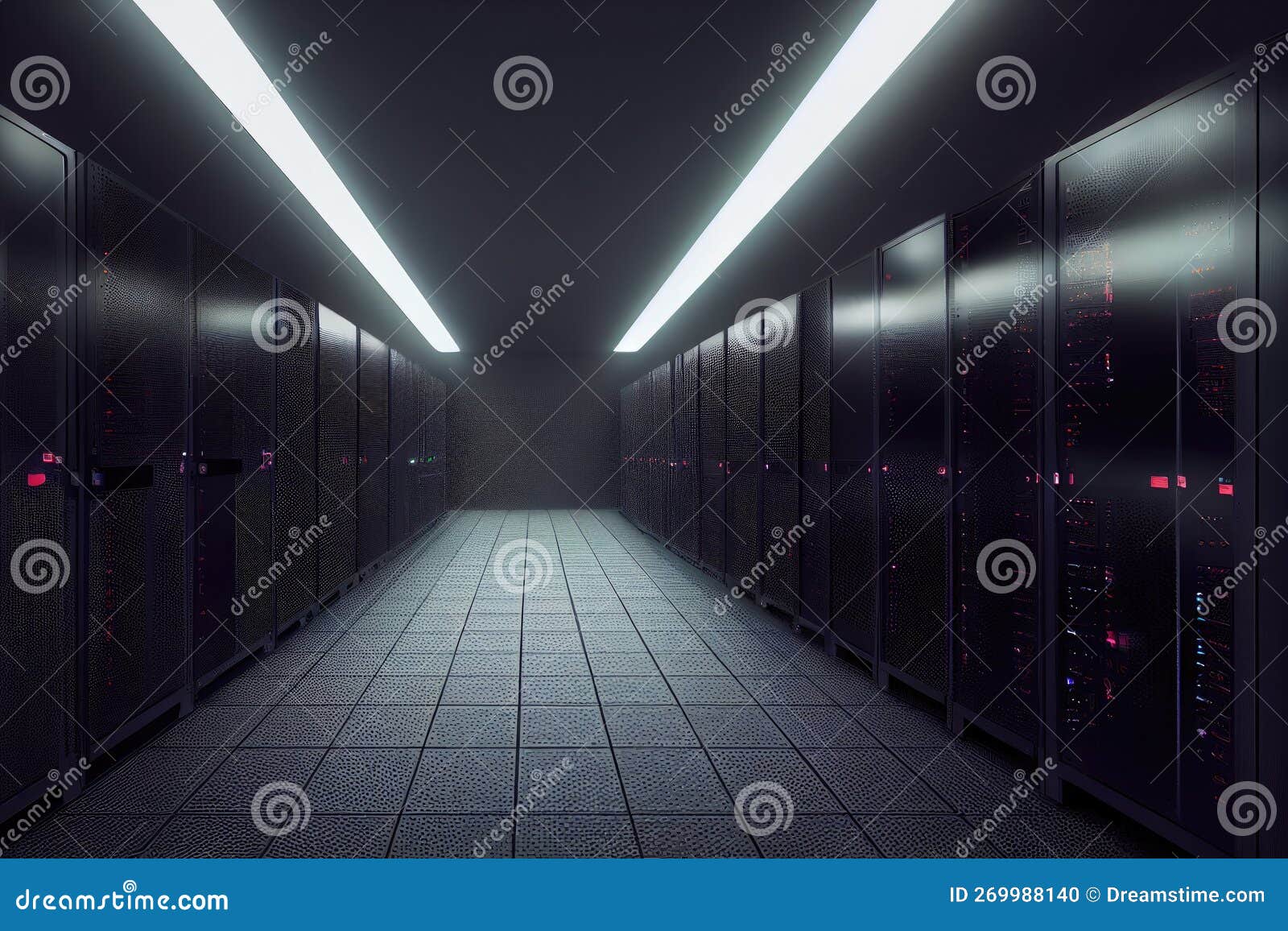 Dark Server Racks in Computer Network Security Server Room Data Center ...