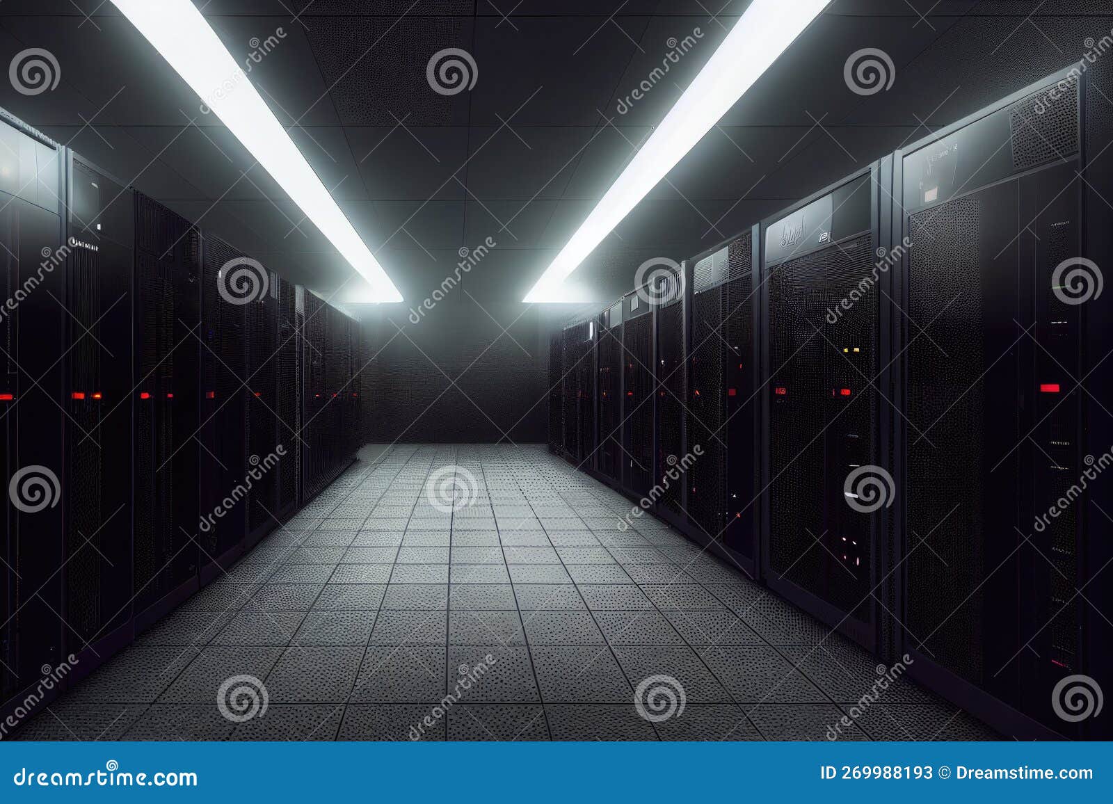 Dark Server Racks in Computer Network Security Server Room Data Center ...