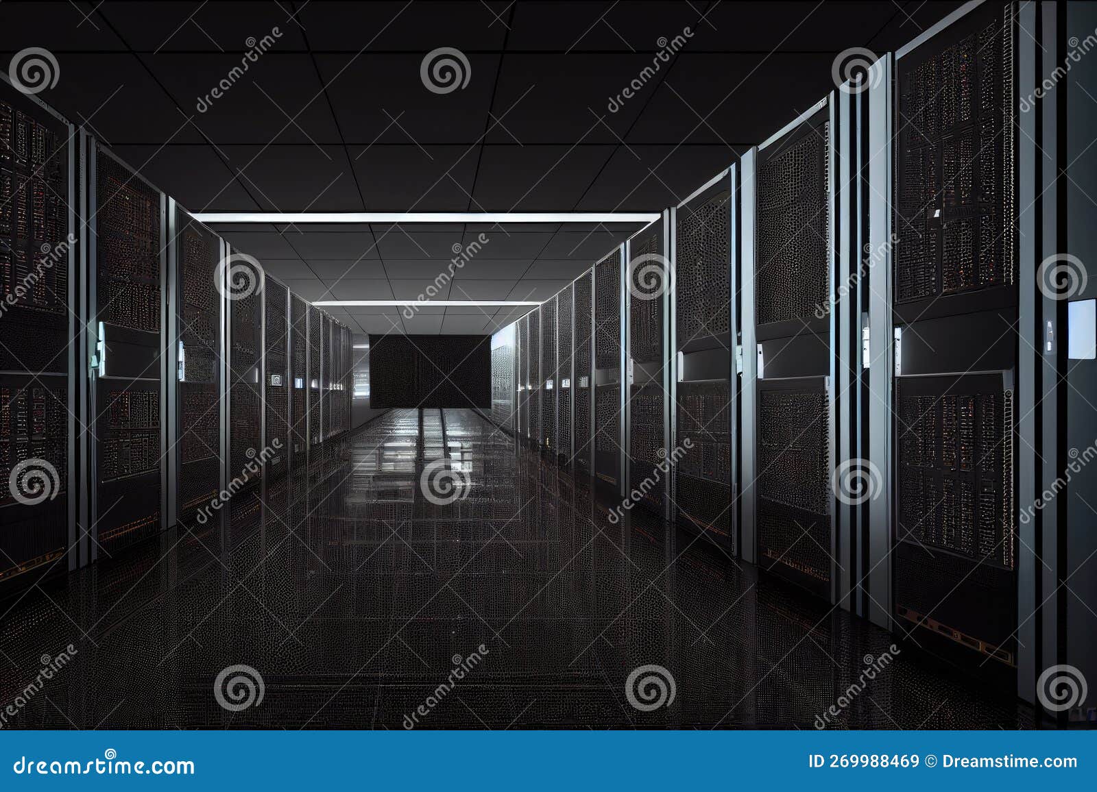 Dark Server Racks in Computer Network Security Server Room Data Center ...