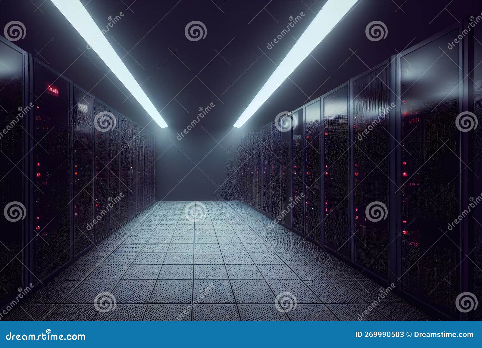 Dark Server Racks in Computer Network Security Server Room Data Center ...