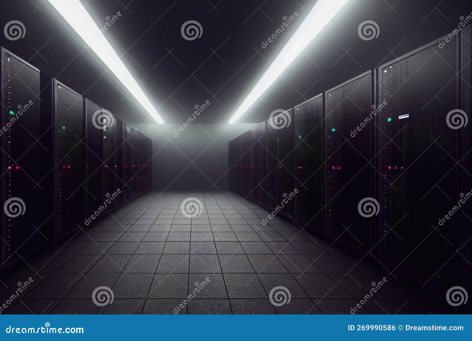 Dark Server Racks in Computer Network Security Server Room Data Center ...