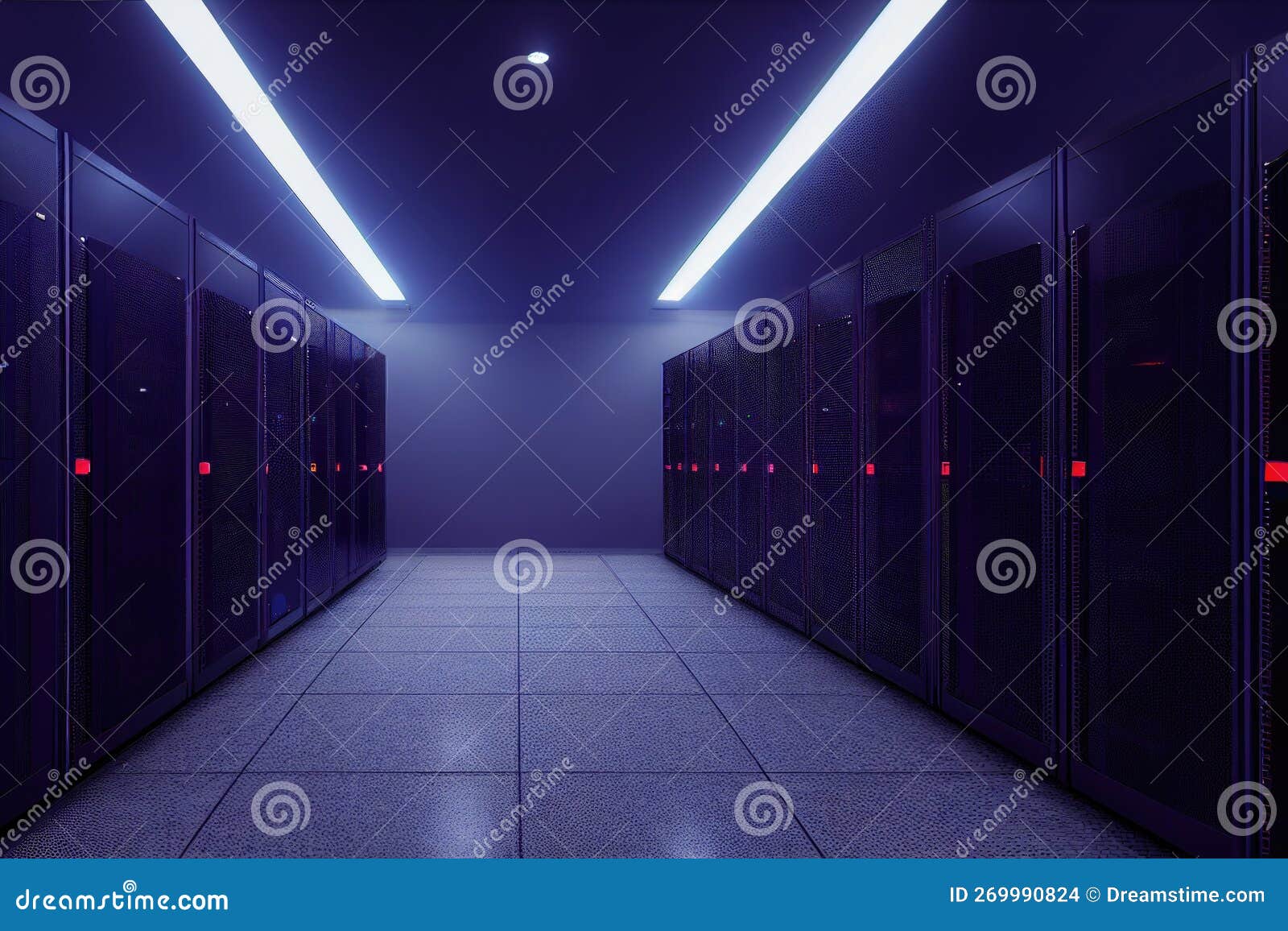 Dark Server Racks in Computer Network Security Server Room Data Center ...