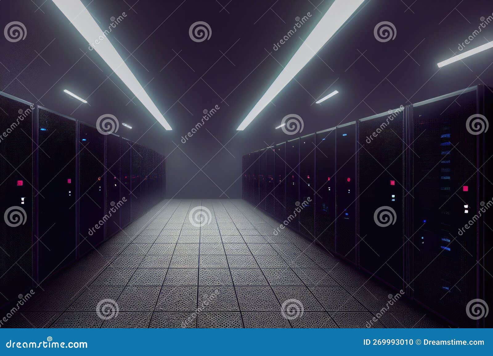 Dark Server Racks in Computer Network Security Server Room Data Center ...