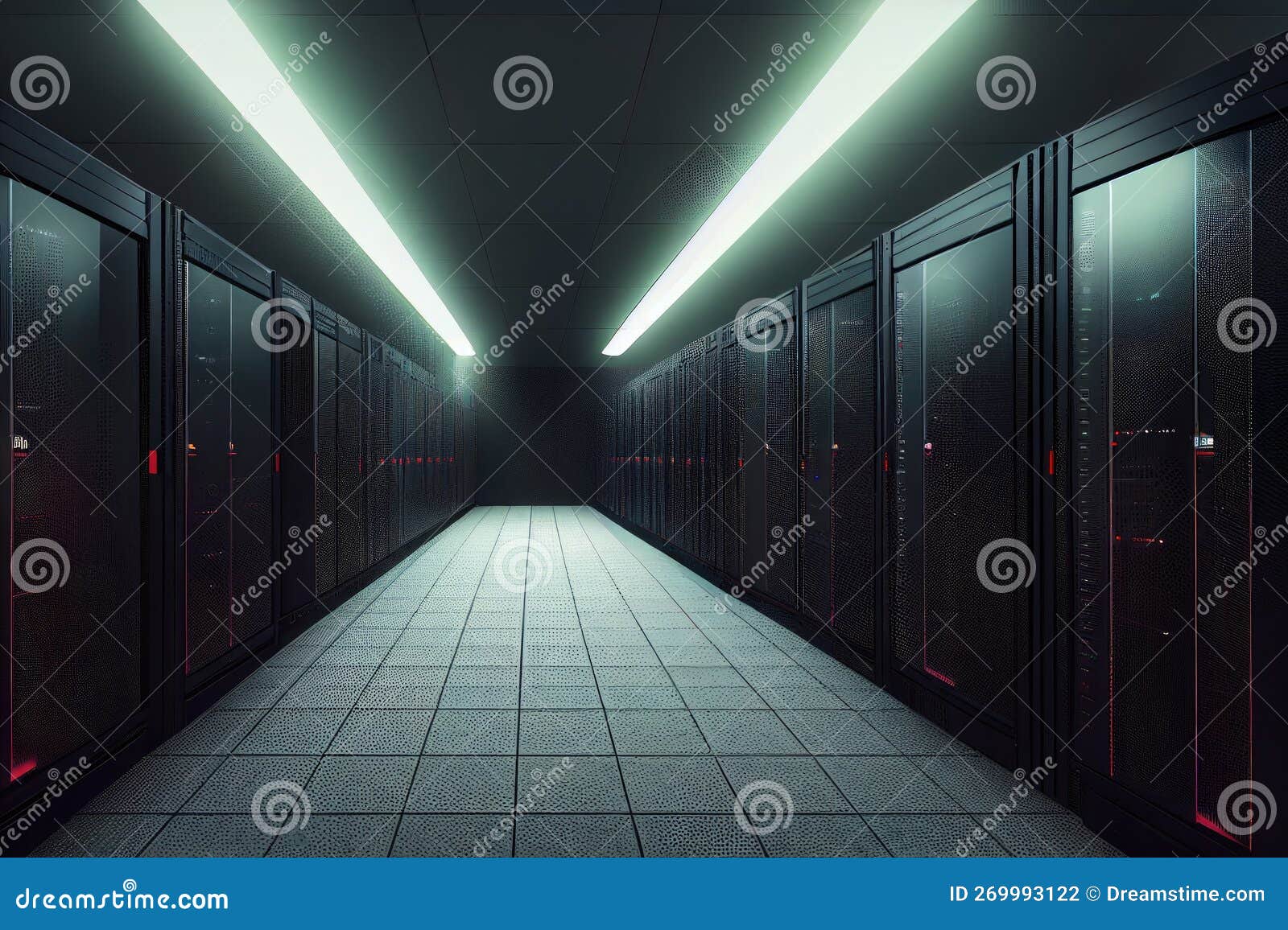 Dark Server Racks in Computer Network Security Server Room Data Center ...