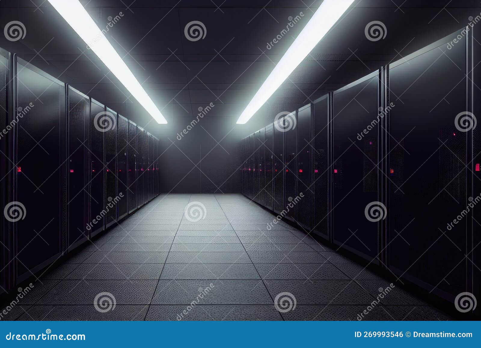 Dark Server Racks in Computer Network Security Server Room Data Center ...