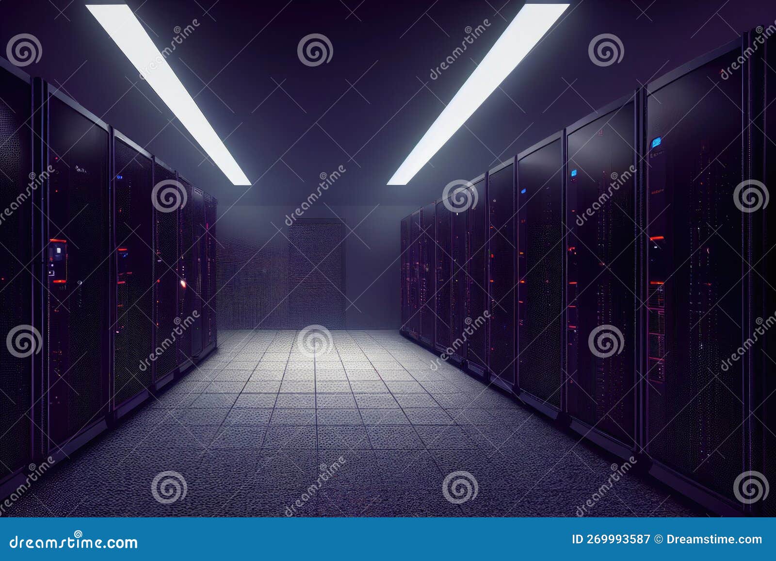 Dark Server Racks in Computer Network Security Server Room Data Center ...