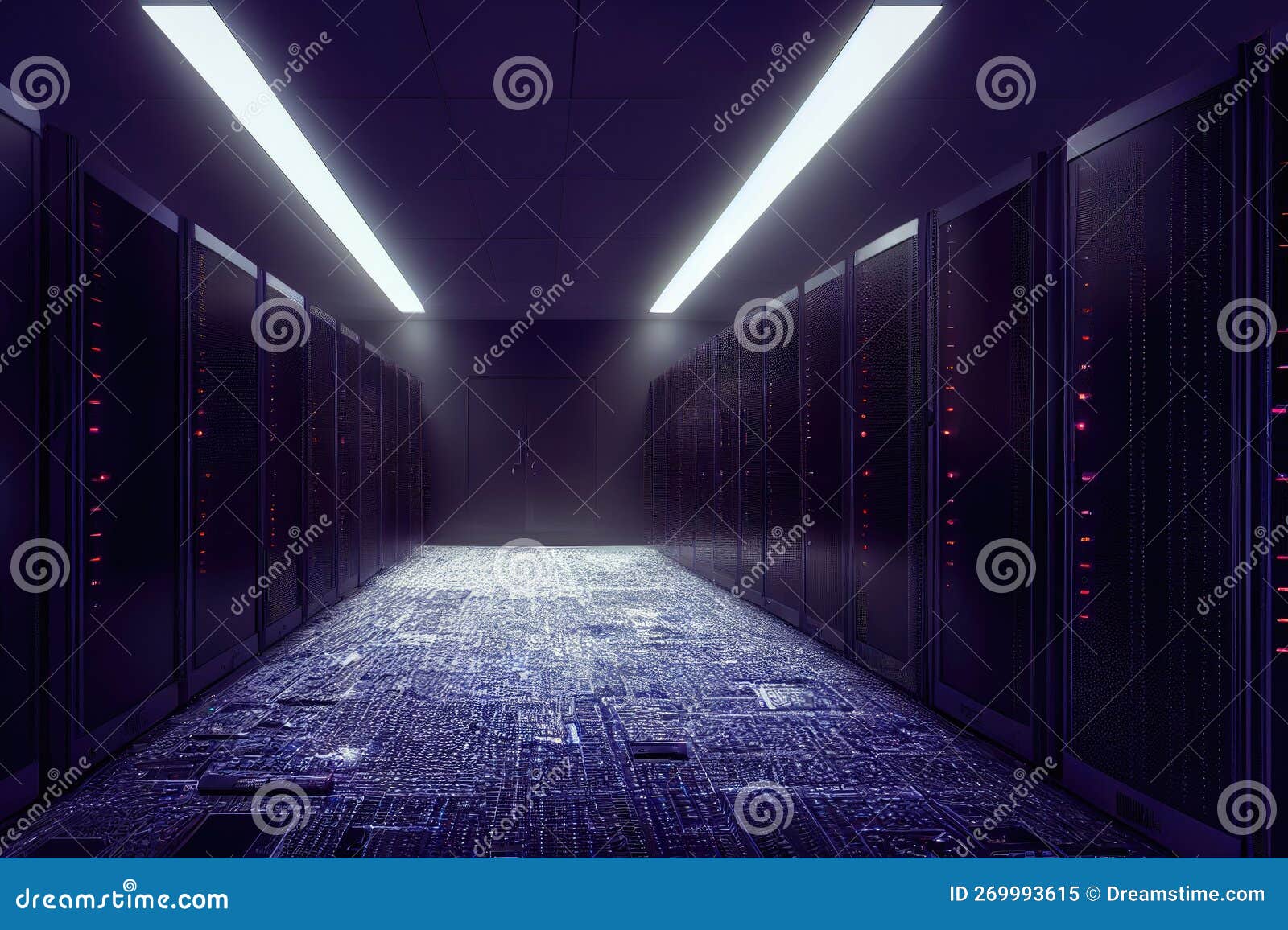 Dark Server Racks in Computer Network Security Server Room Data Center ...