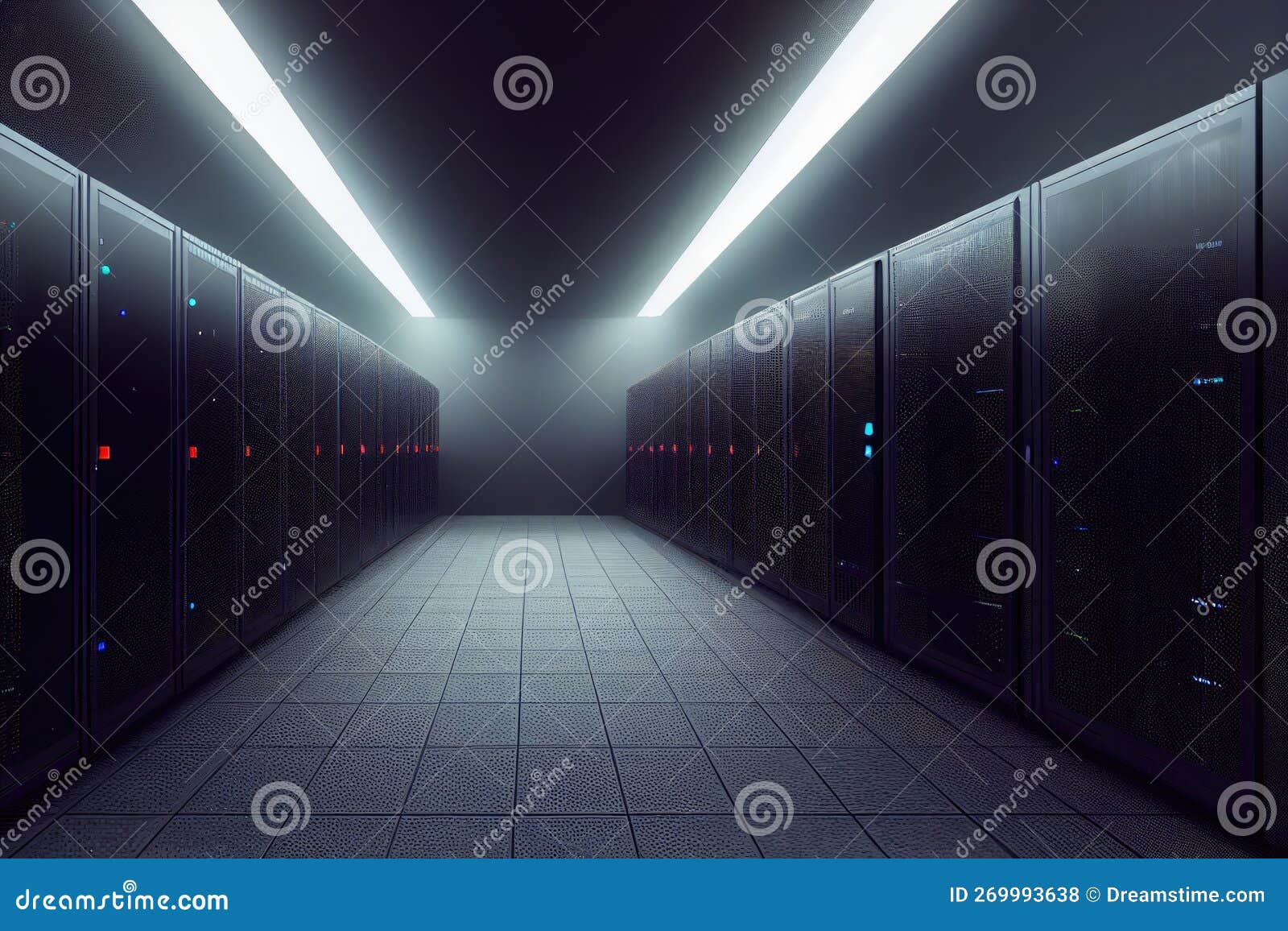 Dark Server Racks in Computer Network Security Server Room Data Center ...