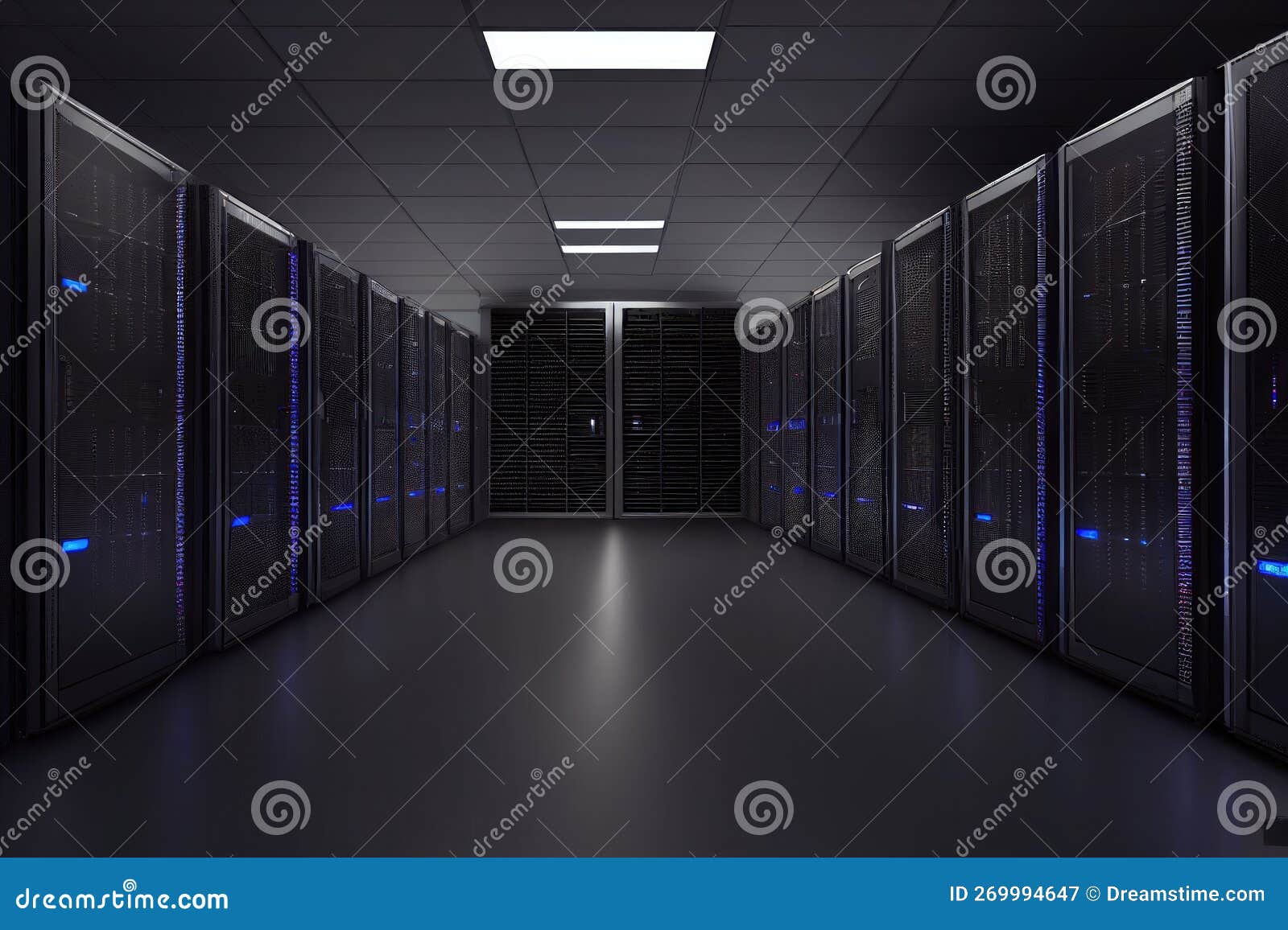 Dark Server Racks in Computer Network Security Server Room Data Center ...