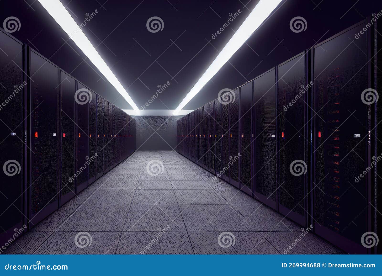 Dark Server Racks in Computer Network Security Server Room Data Center ...