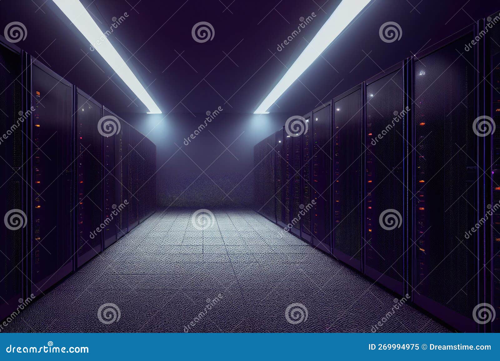 Dark Server Racks in Computer Network Security Server Room Data Center ...