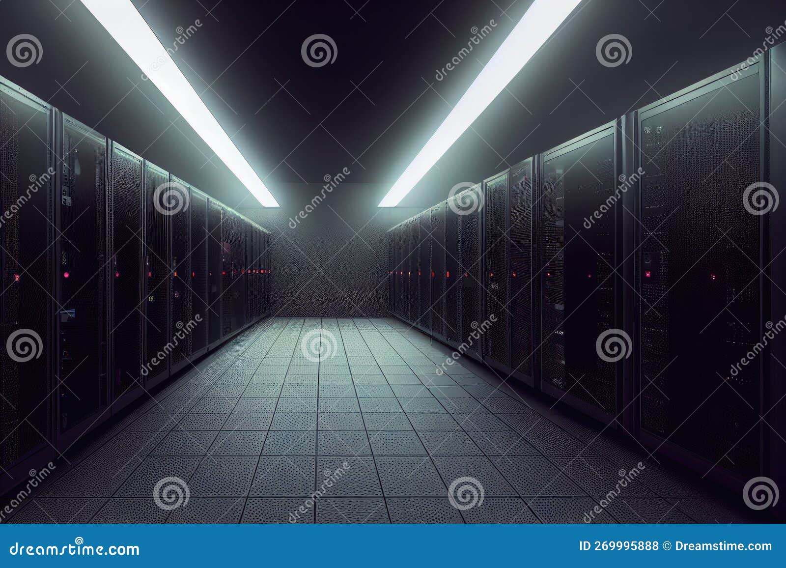 Dark Server Racks in Computer Network Security Server Room Data Center ...
