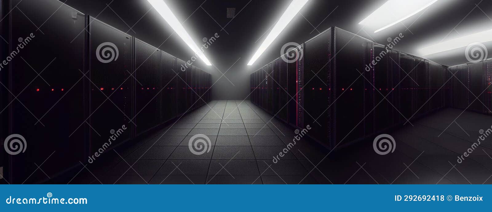 Dark Server Racks in Computer Network Security Server Room Data Center ...