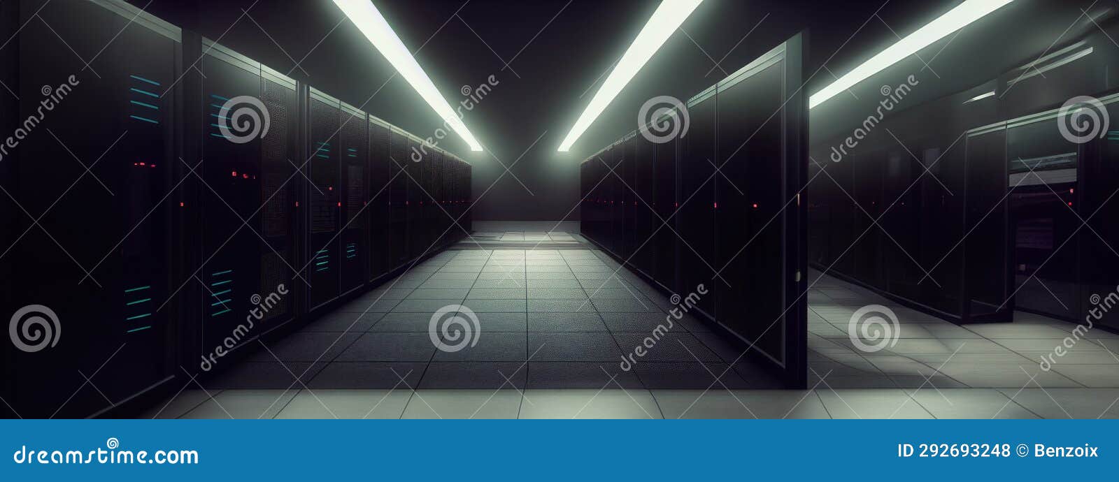 Dark Server Racks in Computer Network Security Server Room Data Center ...