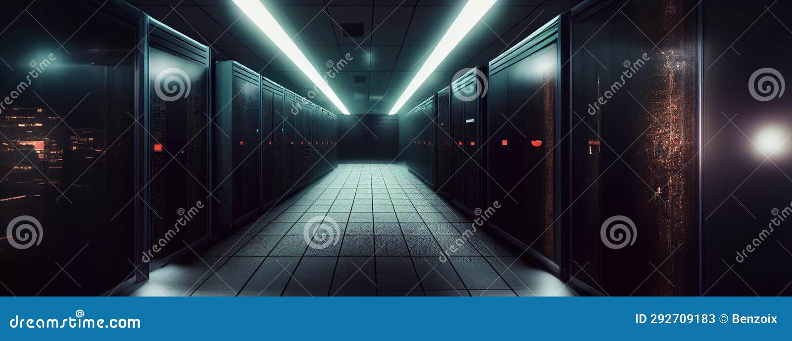 Dark Server Racks in Computer Network Security Server Room Data Center ...