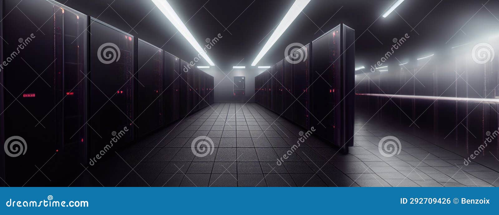Dark Server Racks In Computer Network Security Server Room Data Center Generative Ai Stock