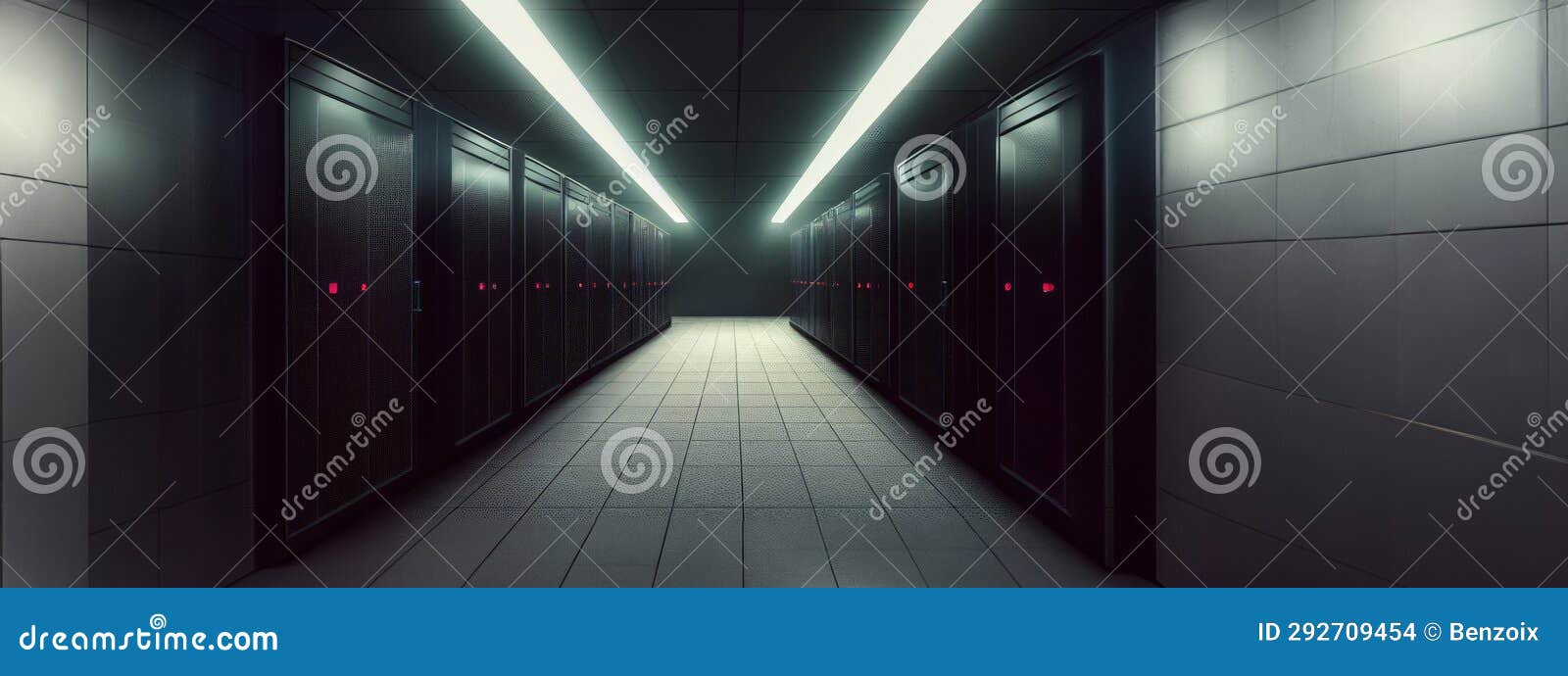 Dark Server Racks in Computer Network Security Server Room Data Center ...