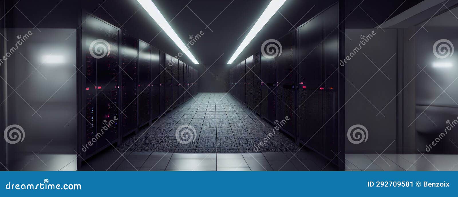 Dark Server Racks In Computer Network Security Server Room Data Center Generative Ai Stock