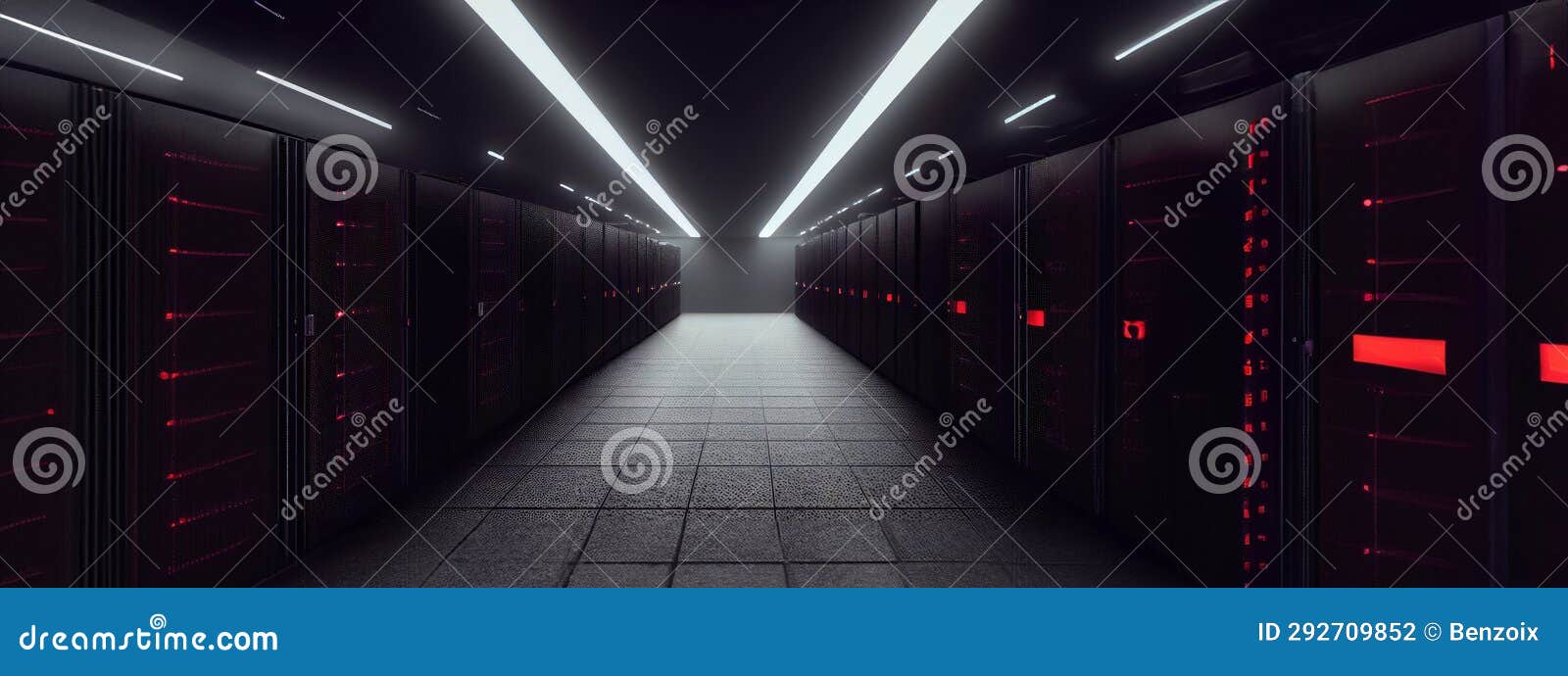 Dark Server Racks in Computer Network Security Server Room Data Center ...