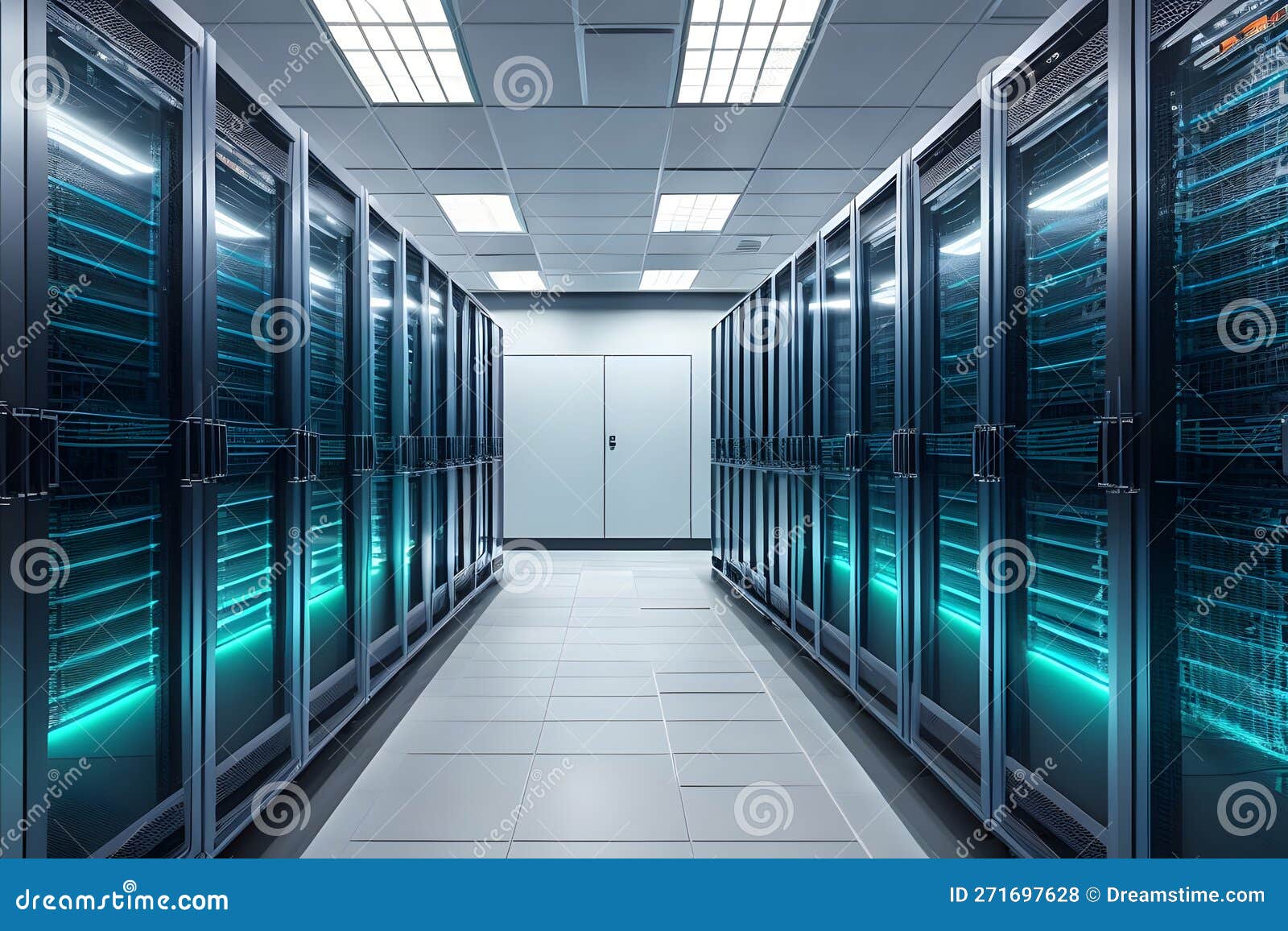 Dark Server Room Data Center Storage. Generative AI Stock Illustration ...