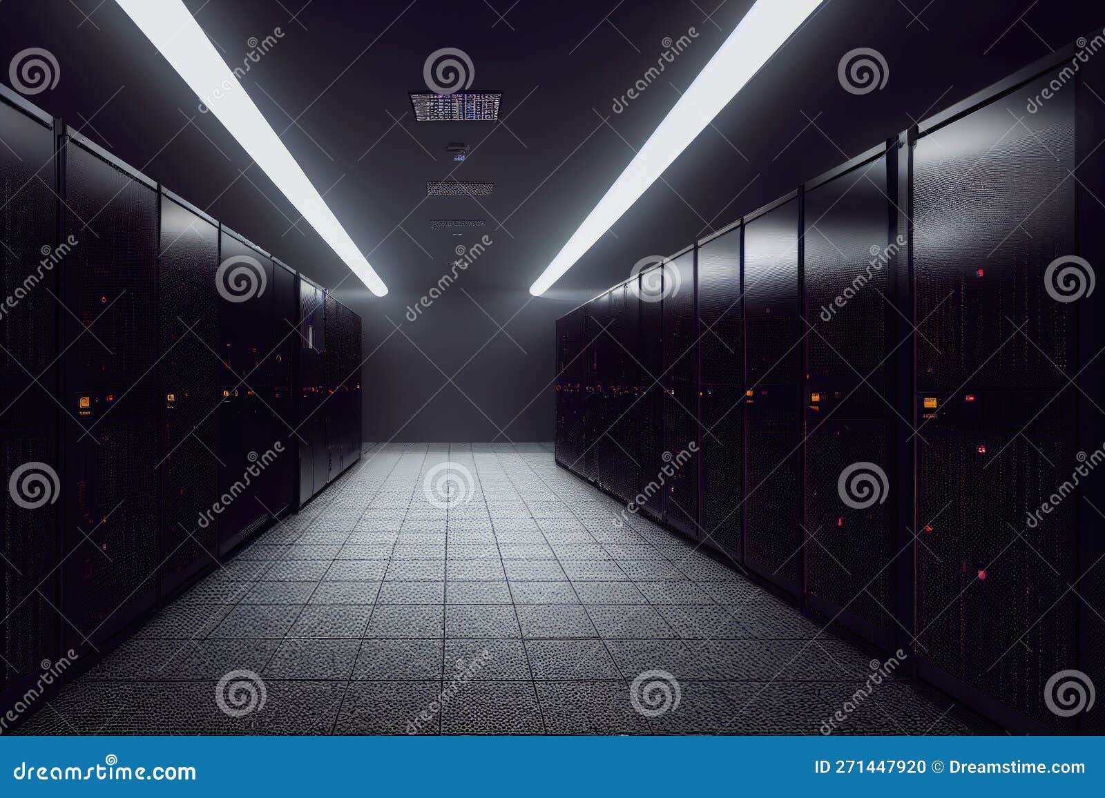 Dark Server Room Data Center Storage Interior Ai Generative Rendering ...