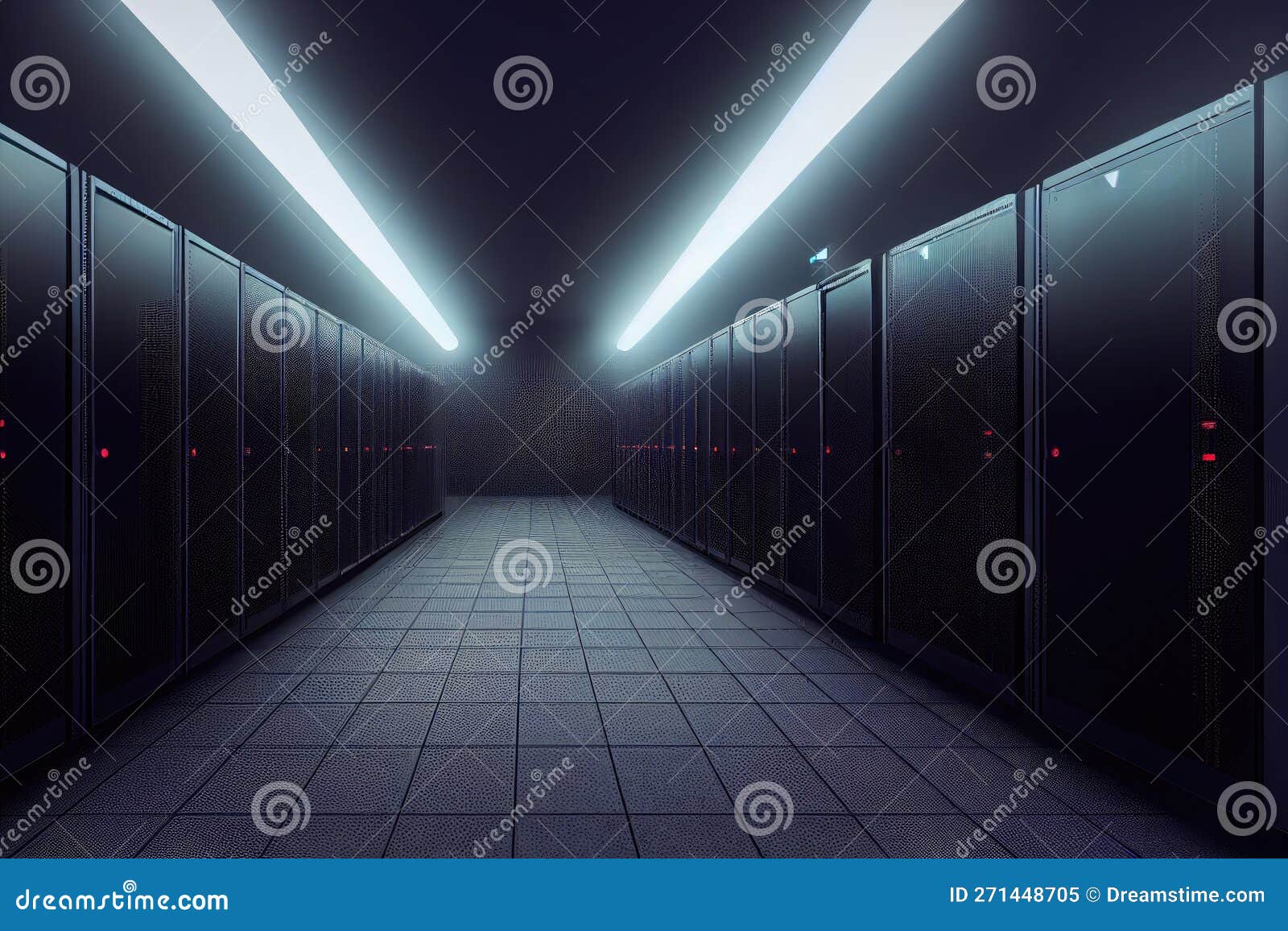 Dark Server Room Data Center Storage Interior Ai Generative Rendering ...