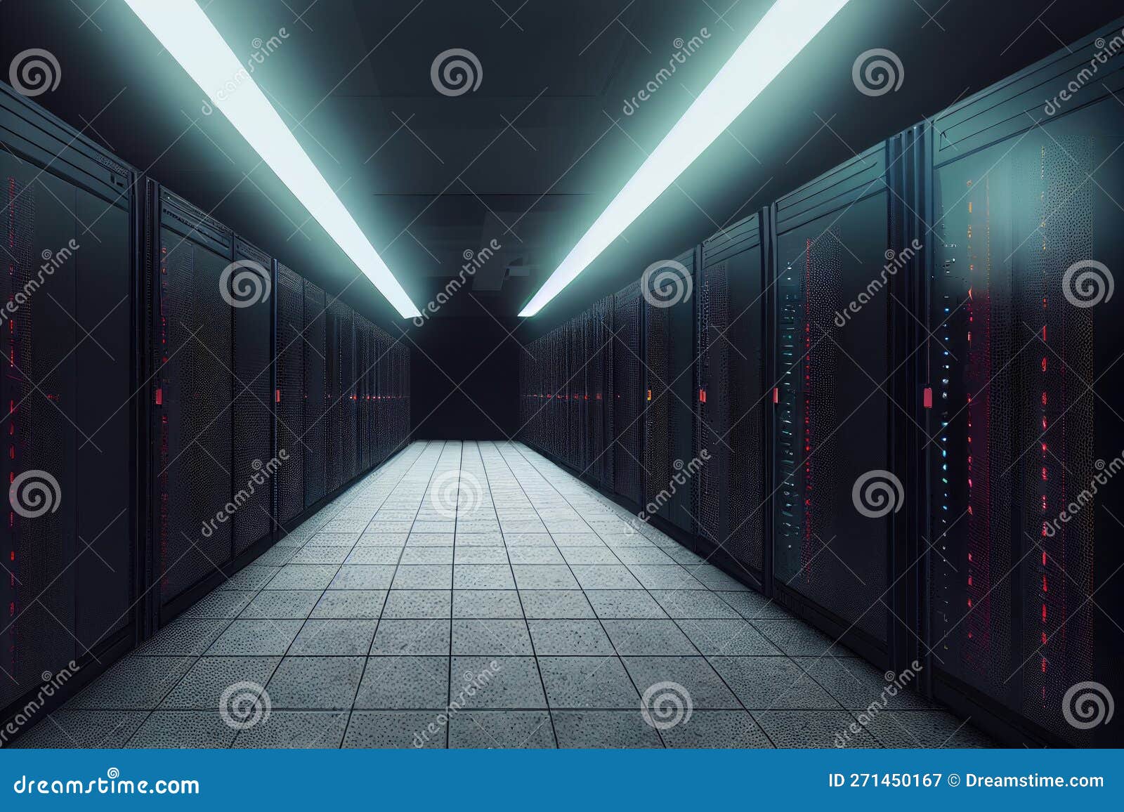 Dark Server Room Data Center Storage Interior Ai Generative Rendering ...