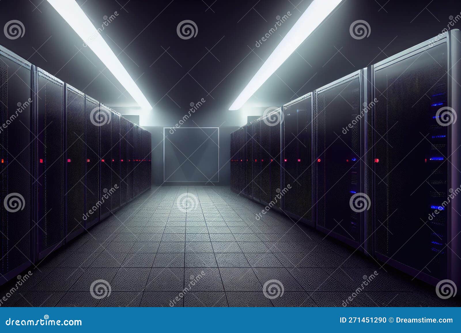 Dark Server Room Data Center Storage Interior Ai Generative Rendering ...