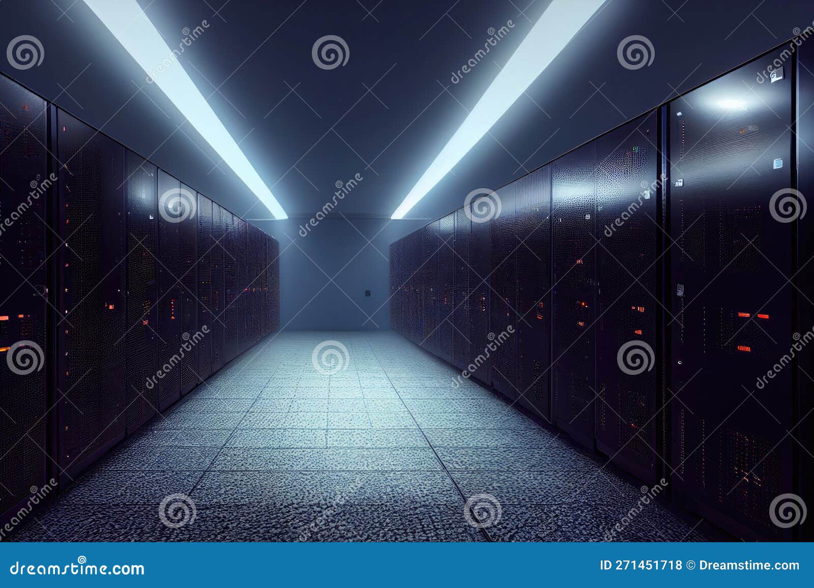 Dark Server Room Data Center Storage Interior Ai Generative Rendering ...