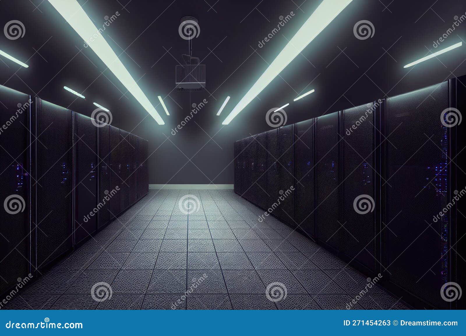 Dark Server Room Data Center Storage Interior Ai Generative Rendering ...