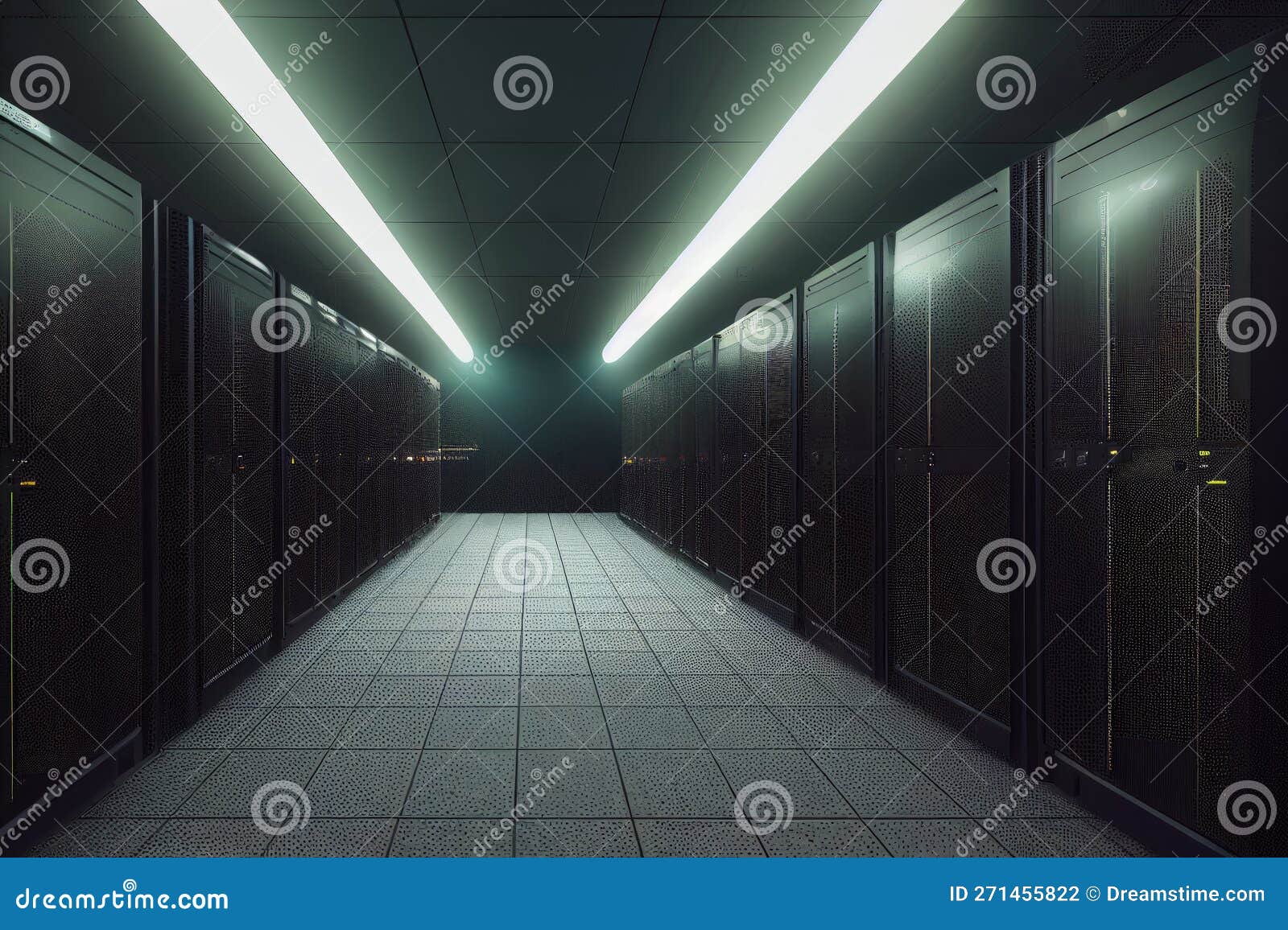 Dark Server Room Data Center Storage Interior Ai Generative Rendering ...