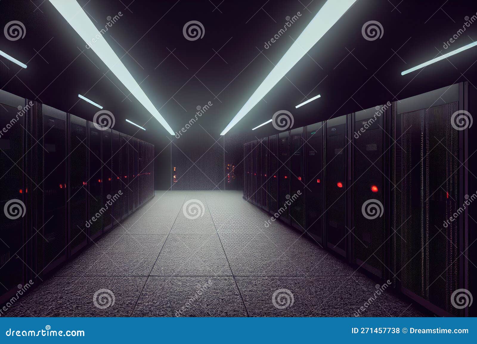 Dark Server Room Data Center Storage Interior Ai Generative Rendering ...