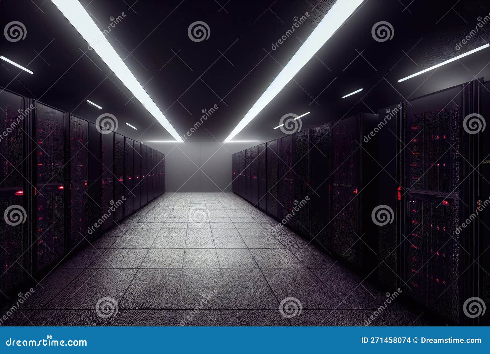 Dark Server Room Data Center Storage Interior Ai Generative Rendering ...