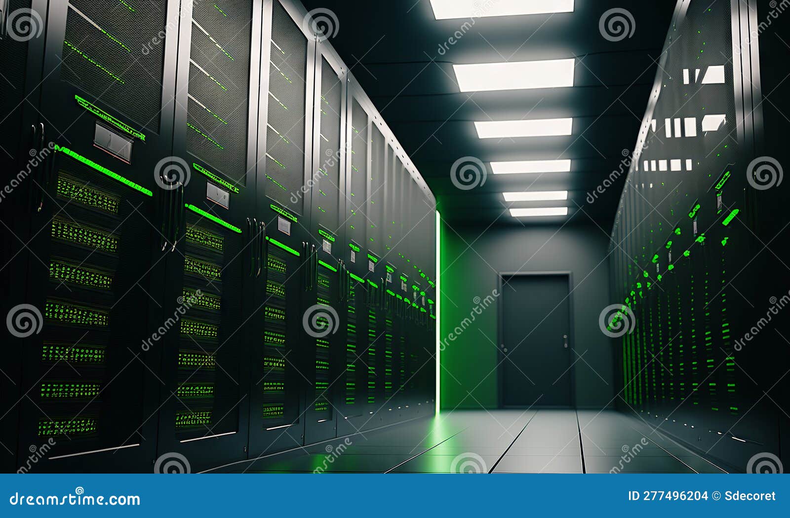 Dark Servers Data Center Room with Computers. Storage Systems Corridor ...