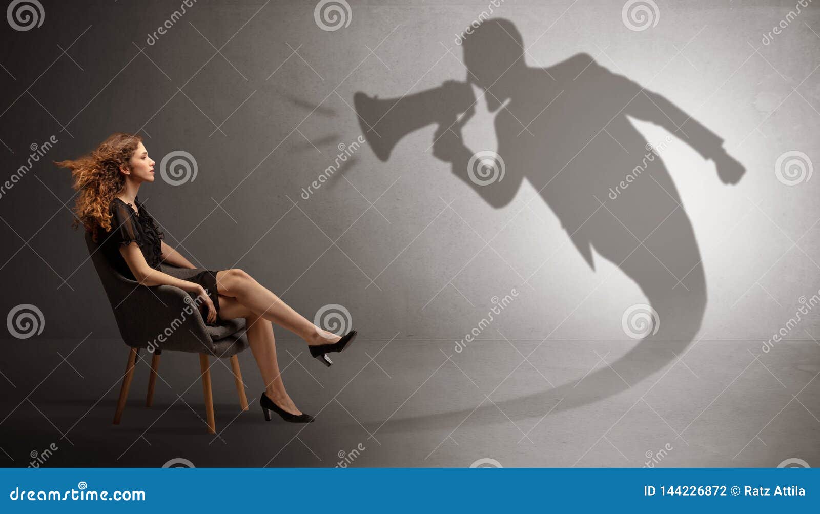 Dark Shadow Yelling To Elegant Lady Stock Photo - Image of elegant ...
