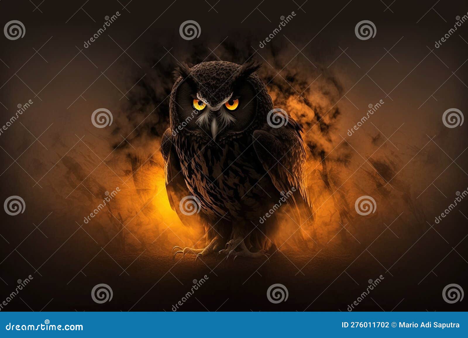 Dark Shadowy Owl in a Realm of Fantasy with Dramatic Lighting and ...
