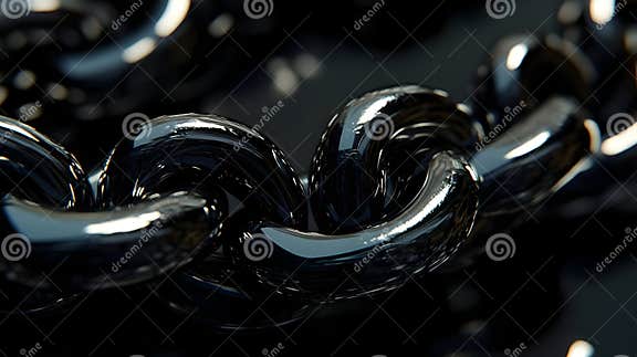 Dark Shiny Chain 3D Illustration Stock Illustration - Illustration of ...